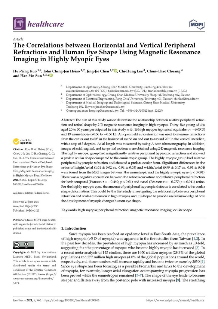 健康照護Hui-Ying Kuo, John Ching-Jen Hsiao,…Han-Yin Sun. The Correlations ...